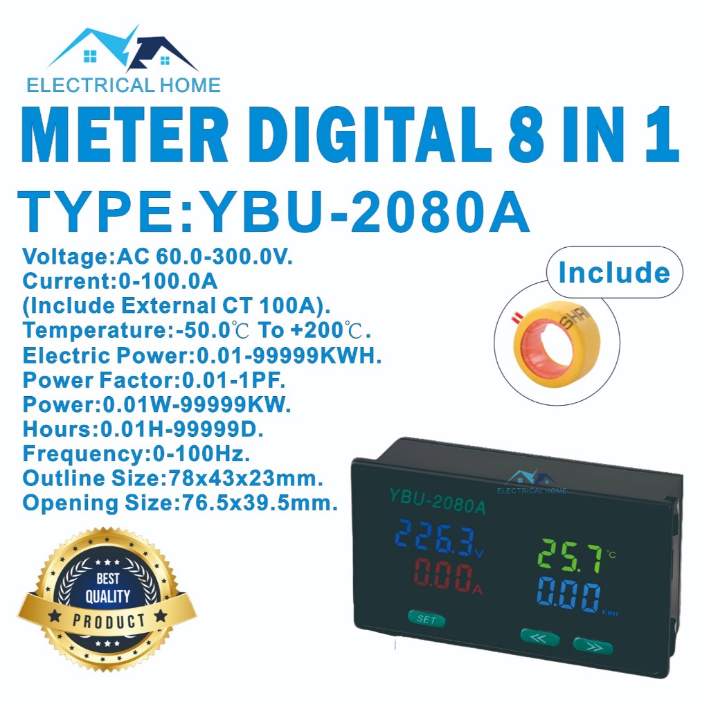 Jual Watt KWH Meter Digital Power Monitor Daya Digital 100A 8 in 1 ...