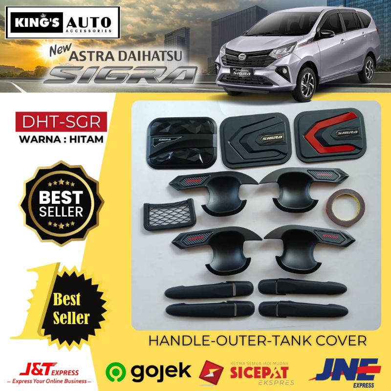 Jual Paket Cover Handle Outer Pintu Tank cover Tutup Tangki Bensin Daihatsu Sigra Hitam Doff ...