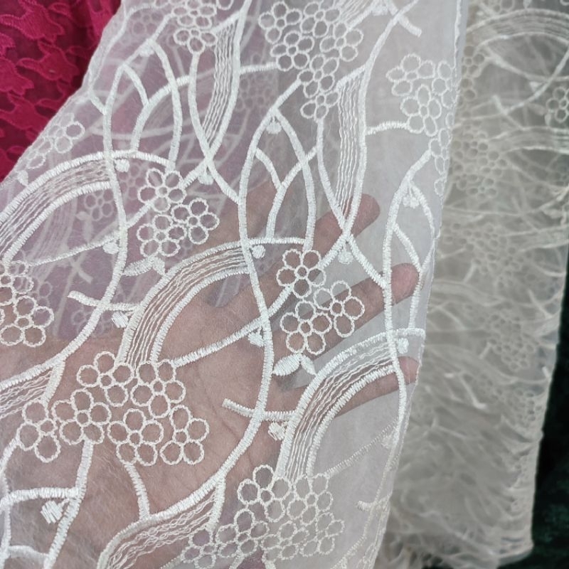 Jual kain organza bordir - bahan antik - kain pesta - kain bordir ...