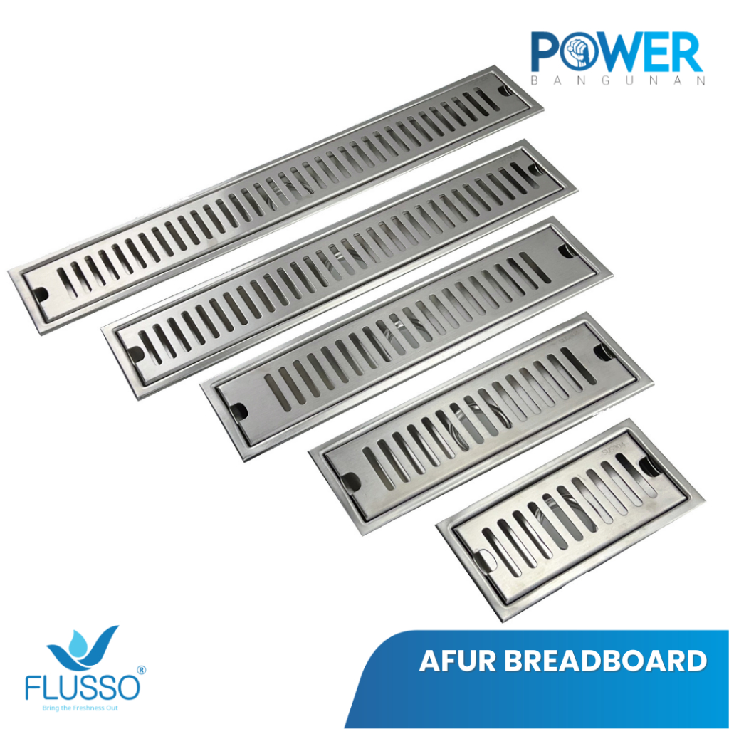 Jual FLUSSO Floor Drain Afur Breadboard Stainless Saringan Panjang Got ...