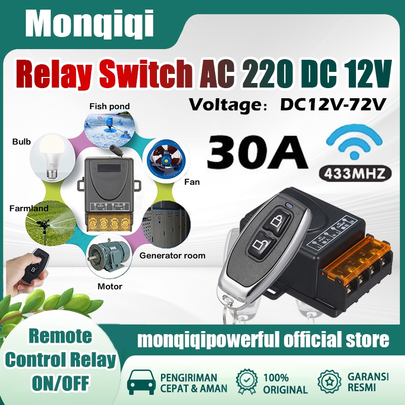 Jual Remote Control Relay Switch Saklar On Off AC 220 DC 12V Relay ...