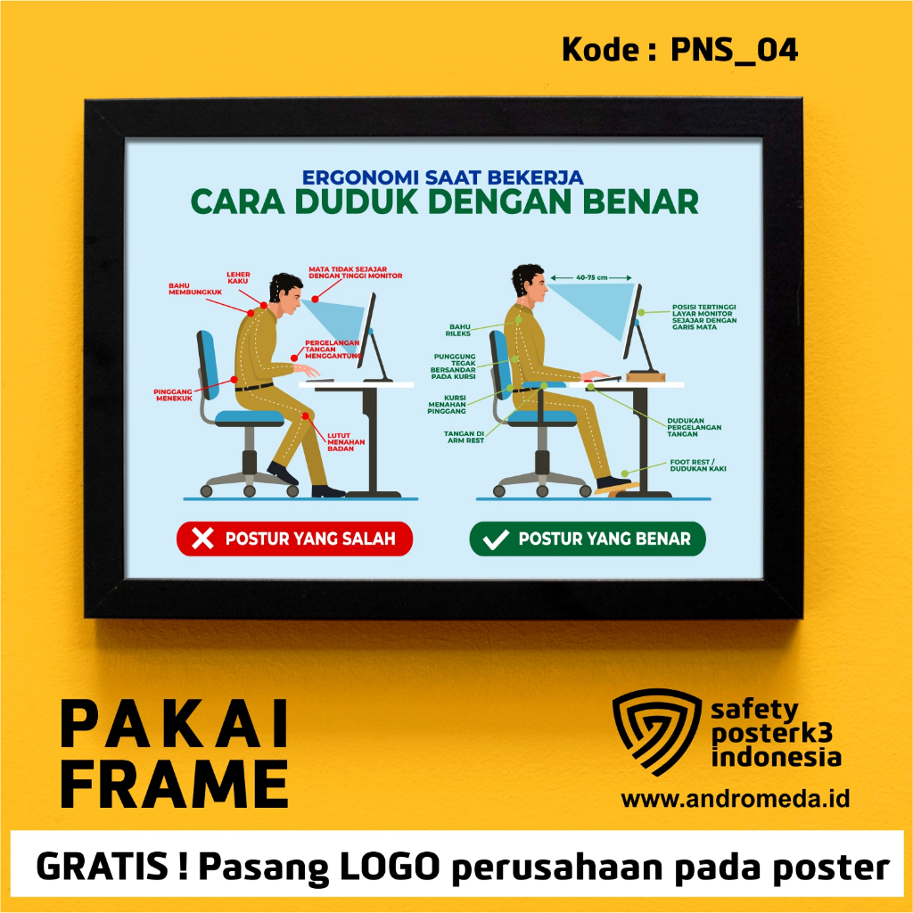 Jual Safety Poster K3: Ergonomi Saat Bekerja Depan Komputer laptop Cara ...