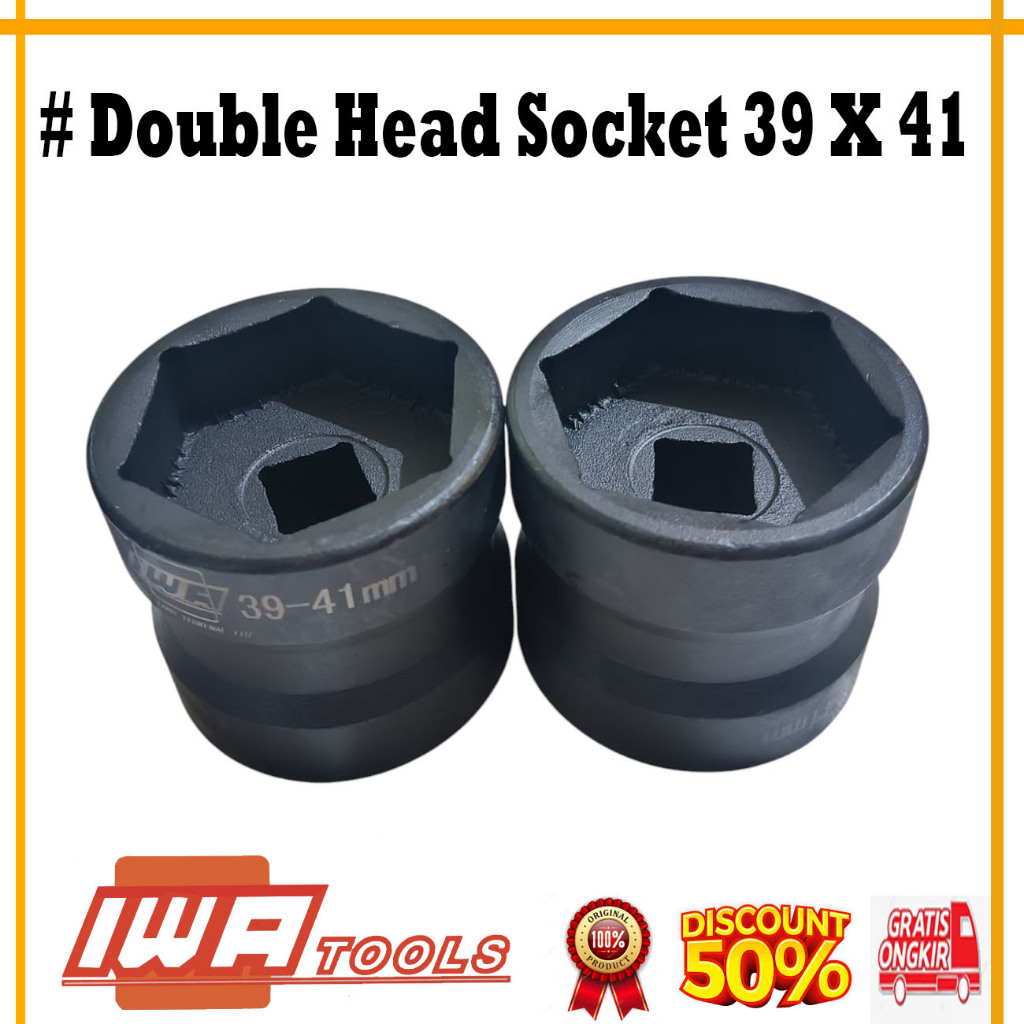 Jual Double Head Socket Mata Sock Blok CVT 39x41 mm / Kunci Shock Sok CVT 1/2" Socket CVT ...