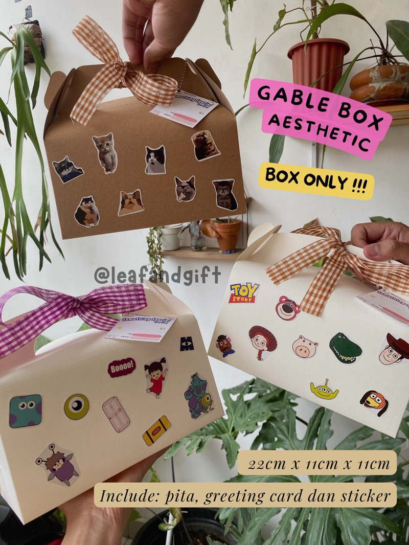 Jual Gable Box | Gift Box Aesthetic | Box Jinijng Dengan Sticker Lucu ...