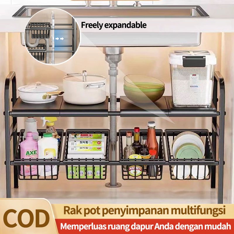 Jual Rak dapur stainless steel Rak kolong dapur Rack Kitchen Organizer ...