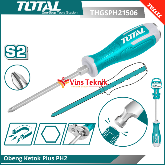 Jual Phillips Go-Through Screwdriver Obeng Ketok Plus PH2 TOTAL ...
