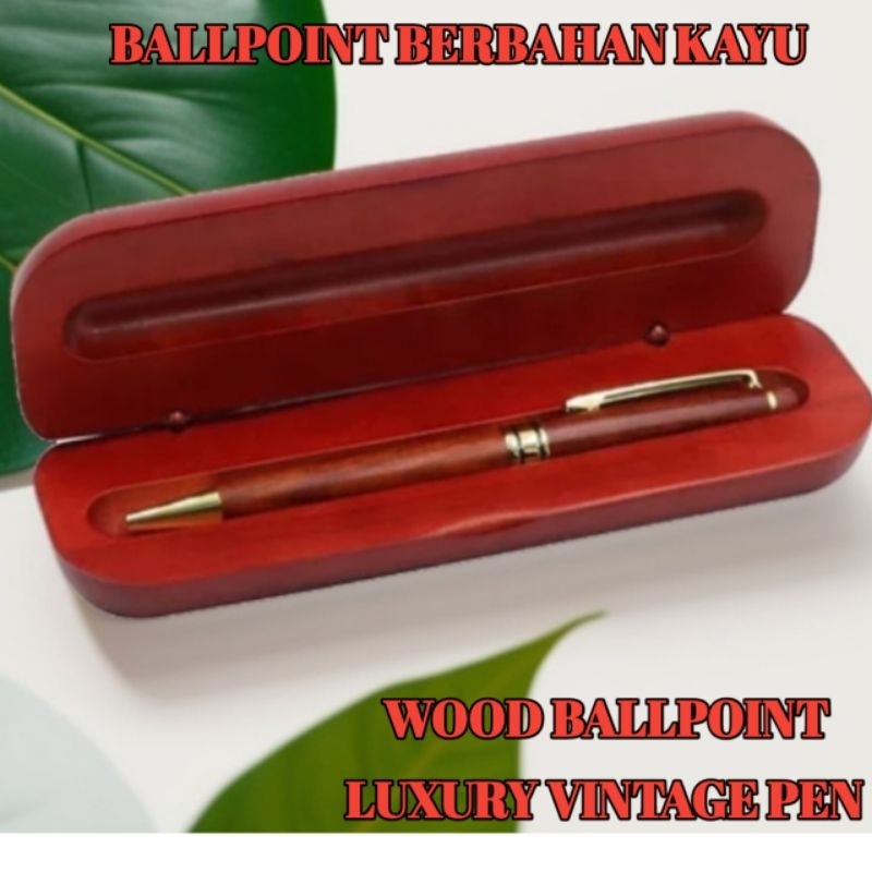 Jual Ballpoint Mewah Pulpen Kayu Twist Action Red Lengkap Dengan Box ...