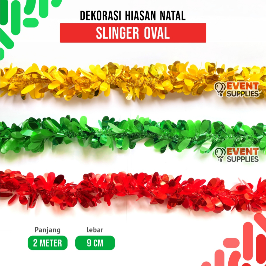 Jual Slinger Oval / Hiasan Natal / Garland Tinsel Dekorasi Natal ...