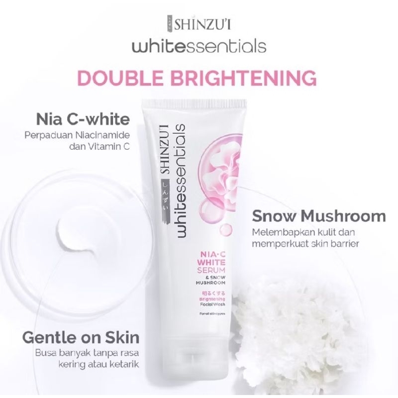 Jual SHINZU'I WHITEssentiaL Facial Wash Snow Mushroom 20ML | Shopee ...