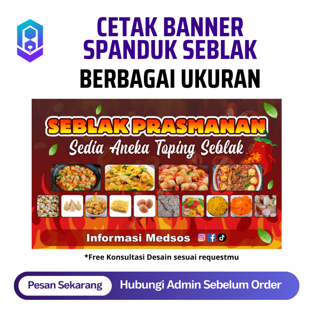 Jual Desain Cetak Banner Spanduk Seblak, Seblak Prasmanan, Warung ...