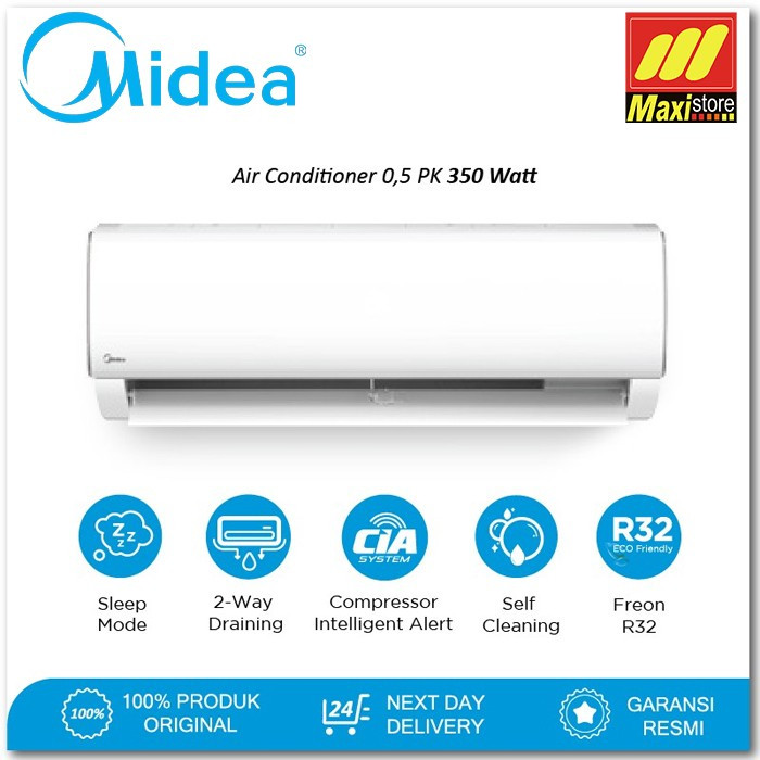 Jual MIDEA AC Split Standard 1/2 PK [0,5 PK] MSAFE-05CRN2X(O ...