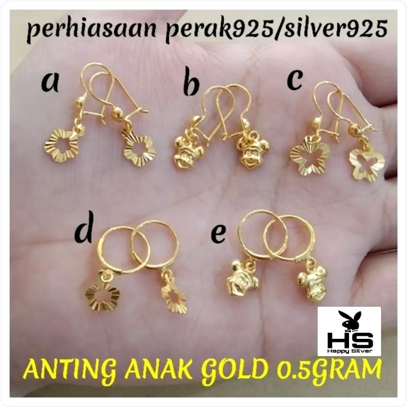 Jual Happy Silver - Anting Anak Perak Asli Silver 925 Lapis Emas Putih Asli Model Anting Kait ...