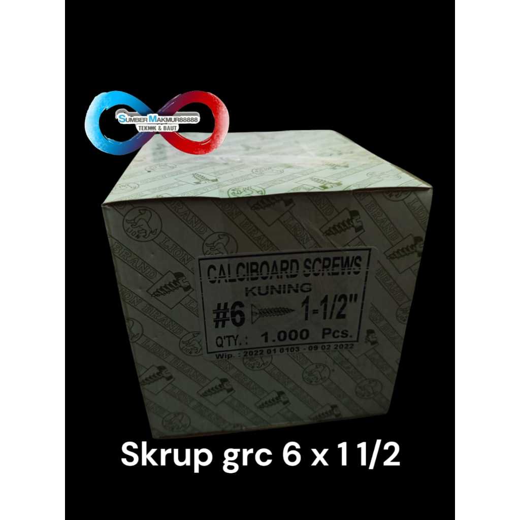 Jual BOX - Skrup kalsiboard / skrup grc 6 x 1 1/2 isi 1000 pcs | Shopee ...