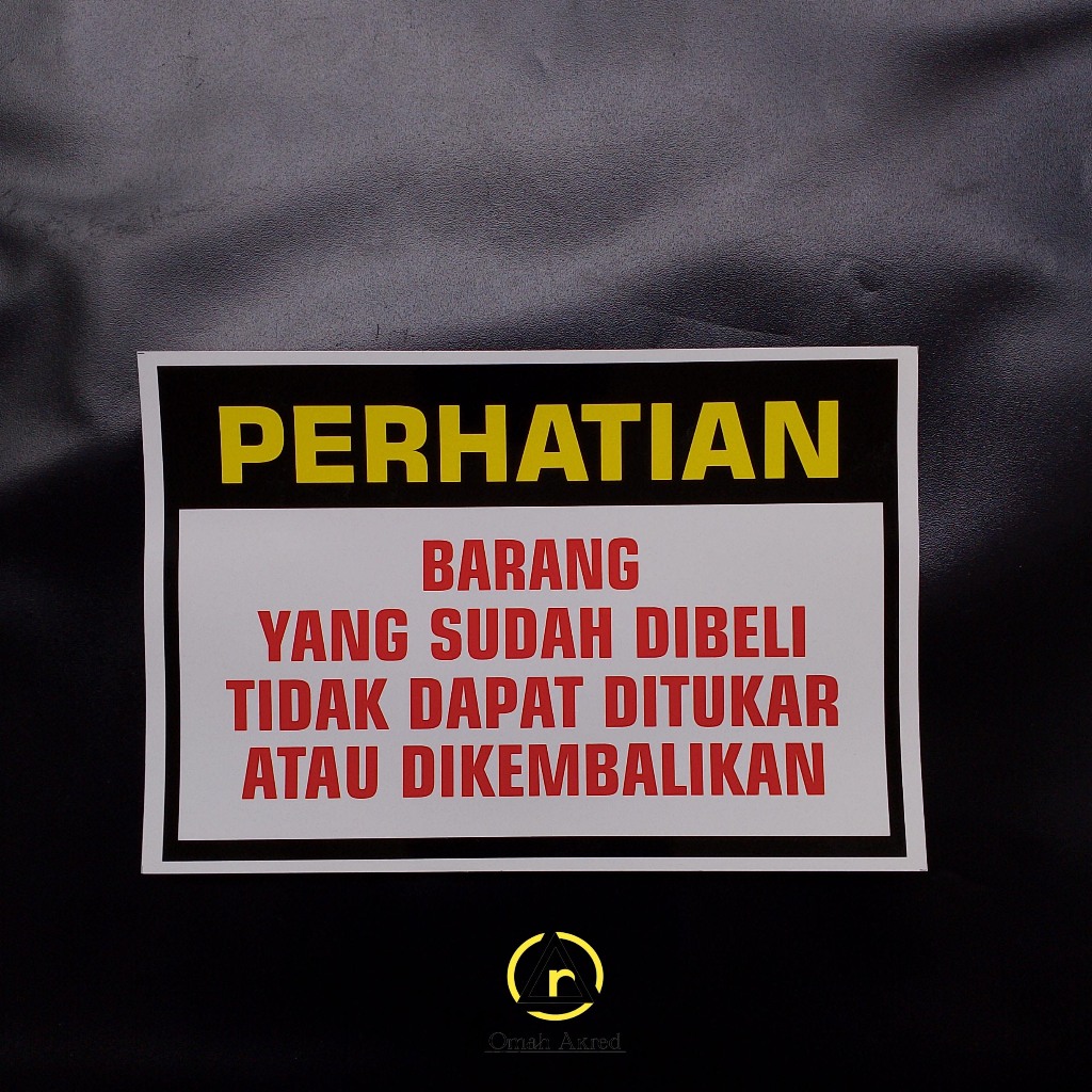 Jual Stiker Barang Yang Sudah Dibeli Tidak Bisa Ditukar/ Dikembalikan ...
