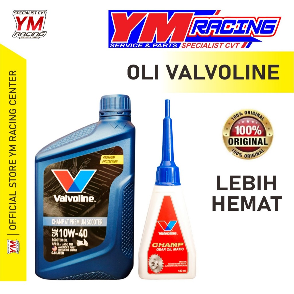 Jual OLI MESIN VALVOLINE + OLI GARDAN VALVOLINE / CHAMP 4T SCOOTER 0,8 & CHAPM GEAR OIL MATIC ...
