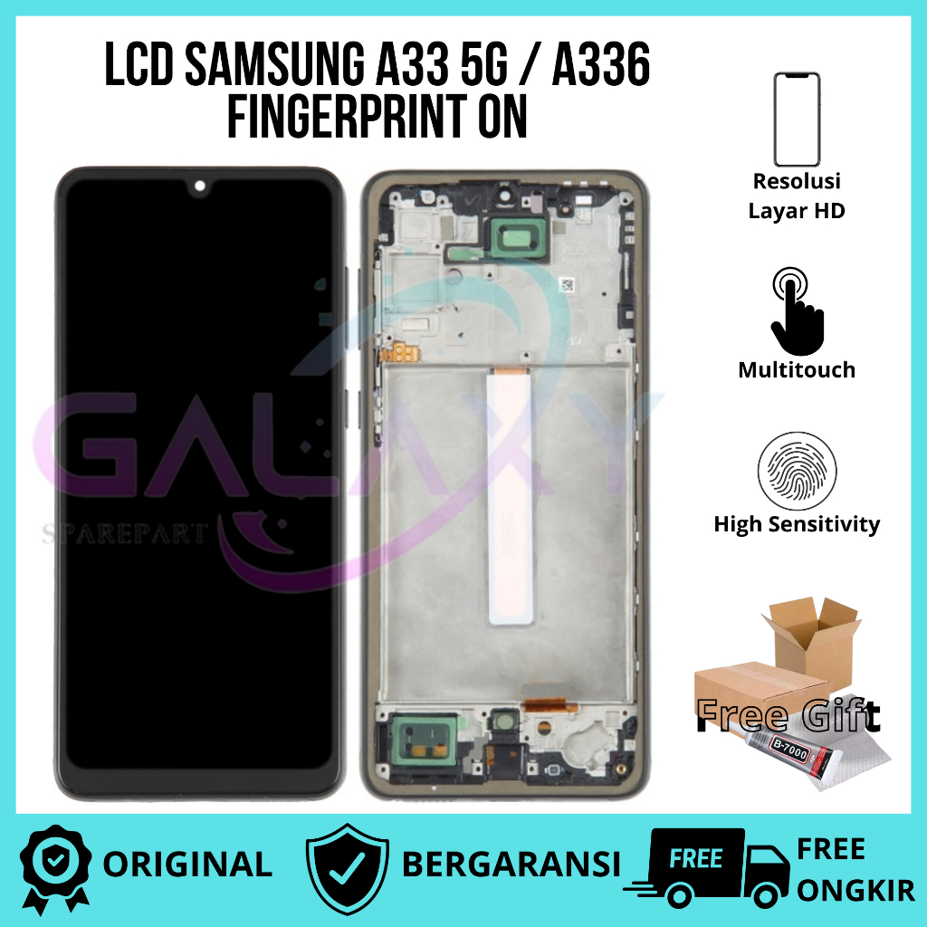 Jual LCD SAMSUNG GALAXY A33 5G / A336 + FRAME SUPPORT FINGERPRINT - ORIGINAL PRODUK BERGARANSI ...
