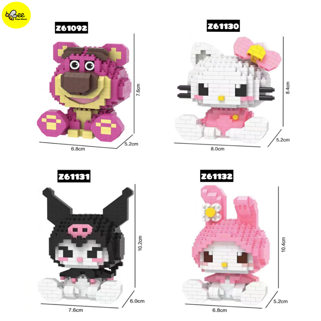 Jual BTS Mainan Bricks MINI Lotso Bear & Sanrio DIY Puzzle 3D Model ...