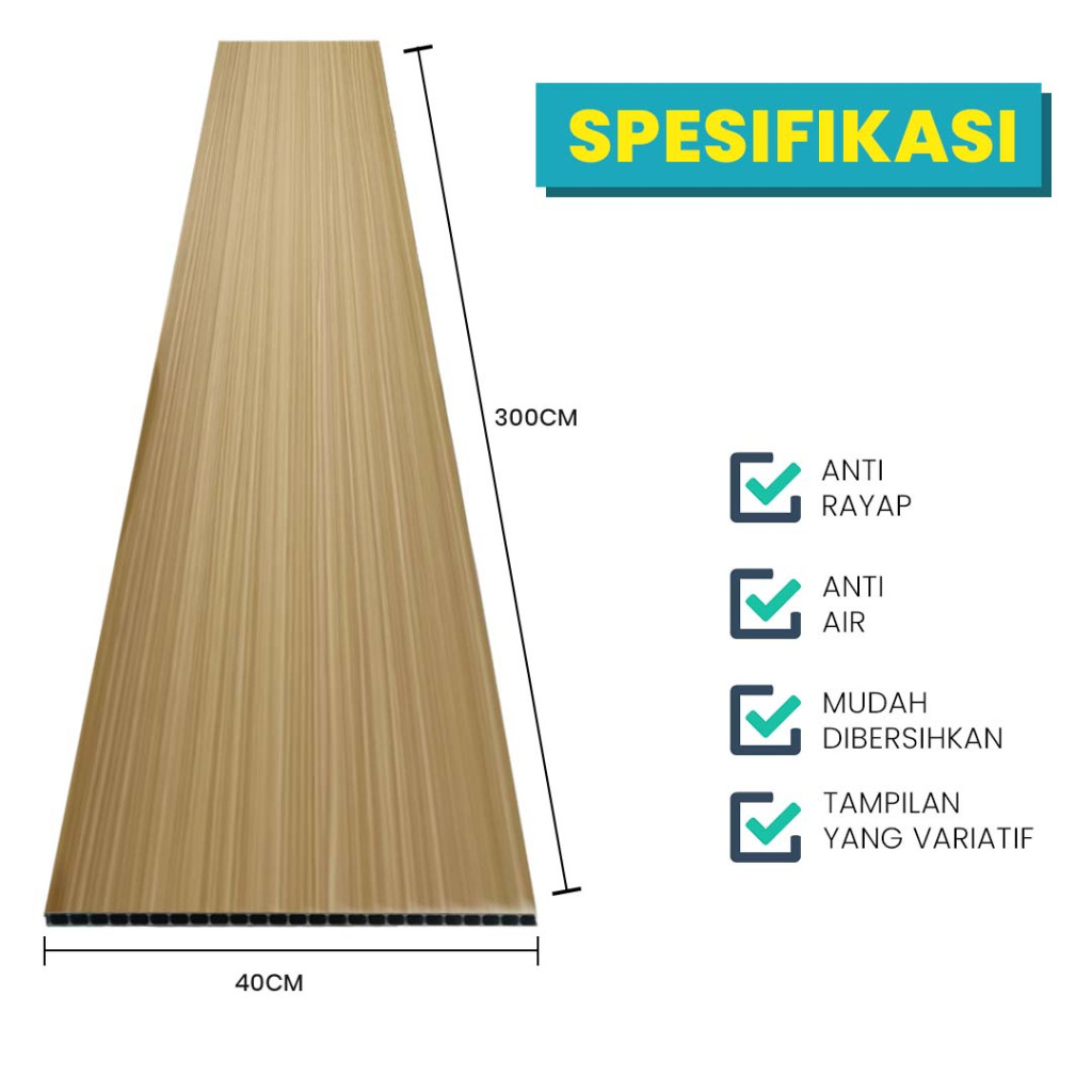 Jual Wallpanel Flat WPC/ Wall Panel Polos PVC/ Wallboard 3.0 Meter x 40 ...