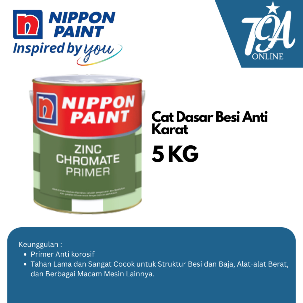 Jual NIPPON PAINT Cat Dasar Besi Anti Karat Zinc Chromate Primer 5 KG | Shopee Indonesia