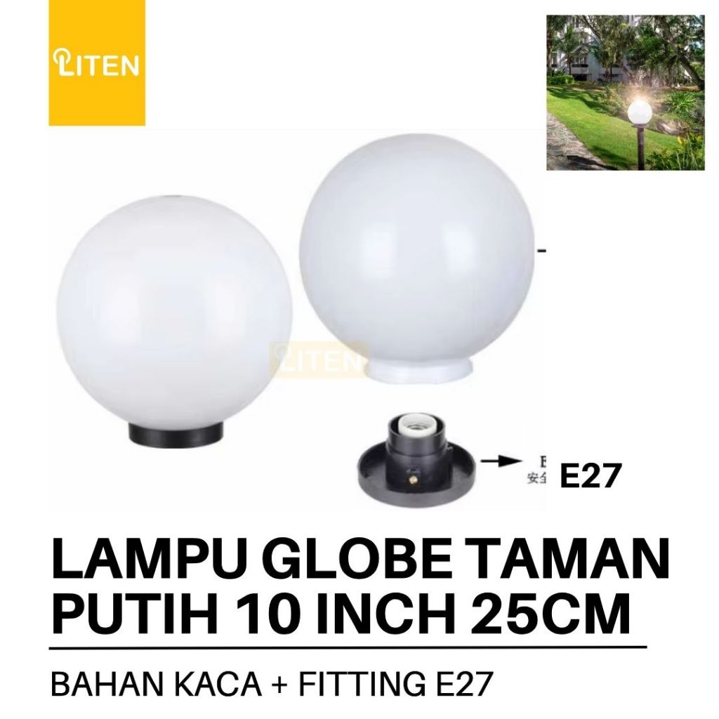 Jual Kap Lampu Taman Globe Taman Outdoor Bulat PUTIH PIOLIN/GLOBE 10 ...