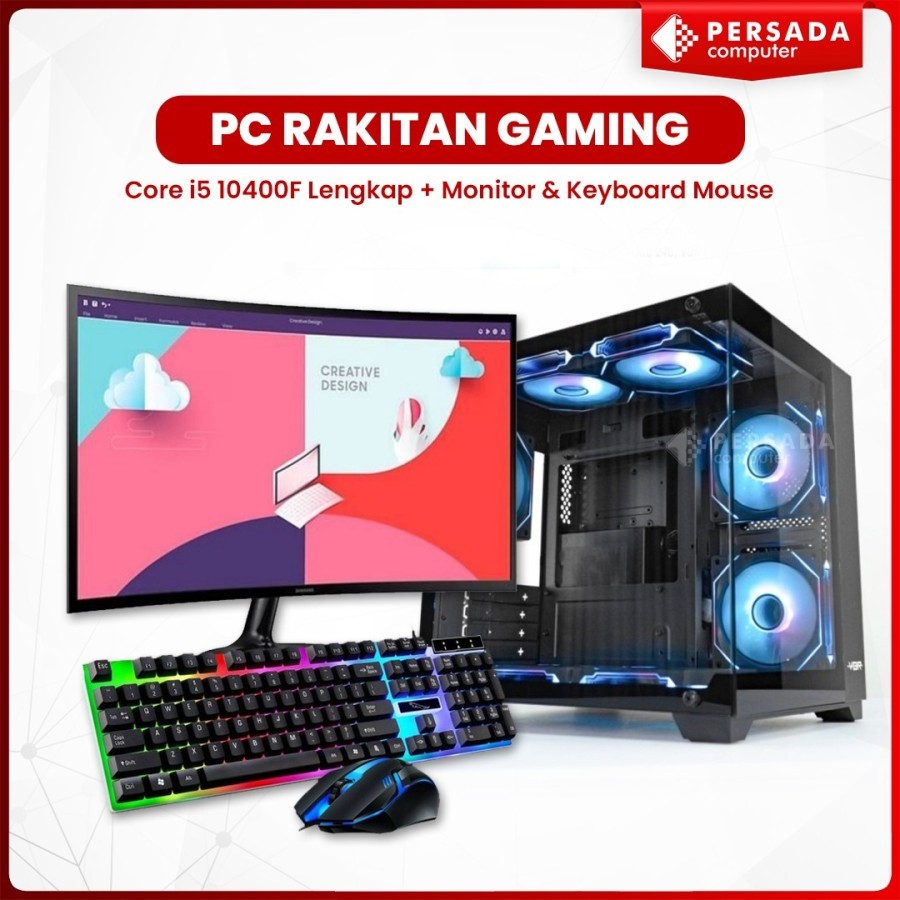 Jual PC RAKITAN GAMING Core i5 10400F Lengkap + Monitor & Keyboard Mouse | Shopee Indonesia