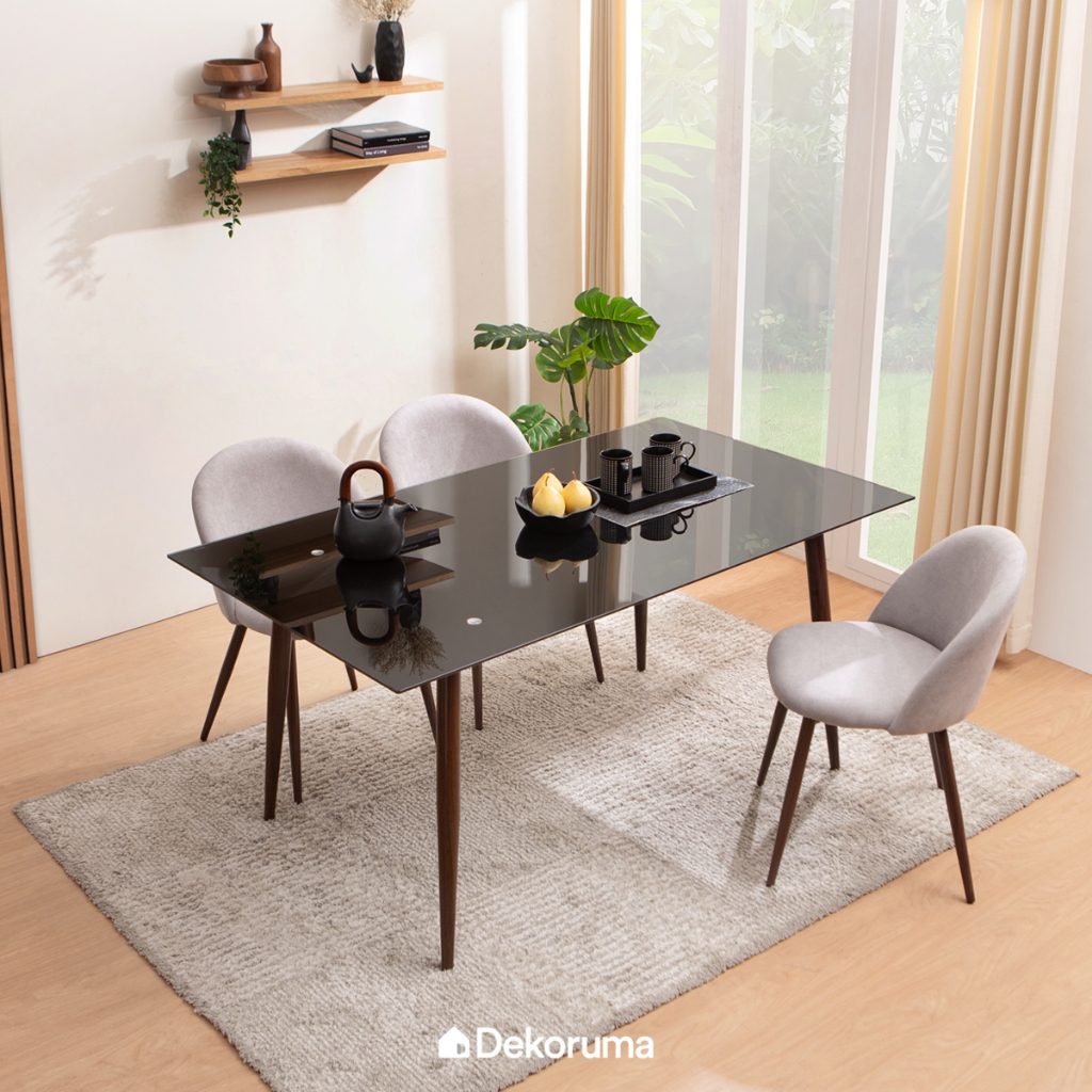 Jual Dekoruma NOKA Meja makan Walnut / Dining Table | Shopee Indonesia