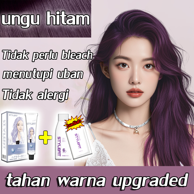 Jual 【Menutup uban】STYLE FIT Cat rambut ungu hitam 200ML Tidak perlu ...