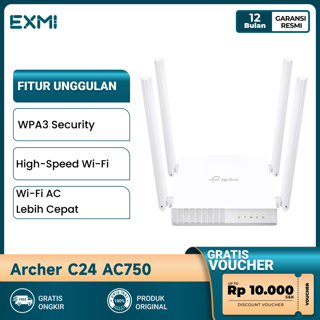 Jual Tp-Link Archer C24 AC750 Dual-Band Fast Ethernet Wireless Router ...