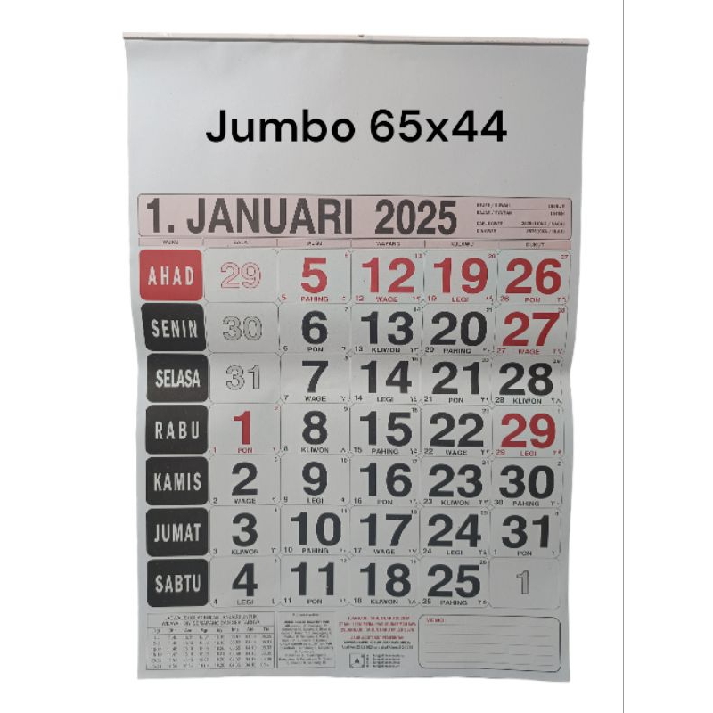 Jual Kalender 2025 Lengkap / Kalender Jumbo 2025 / Kalender Almanak ...