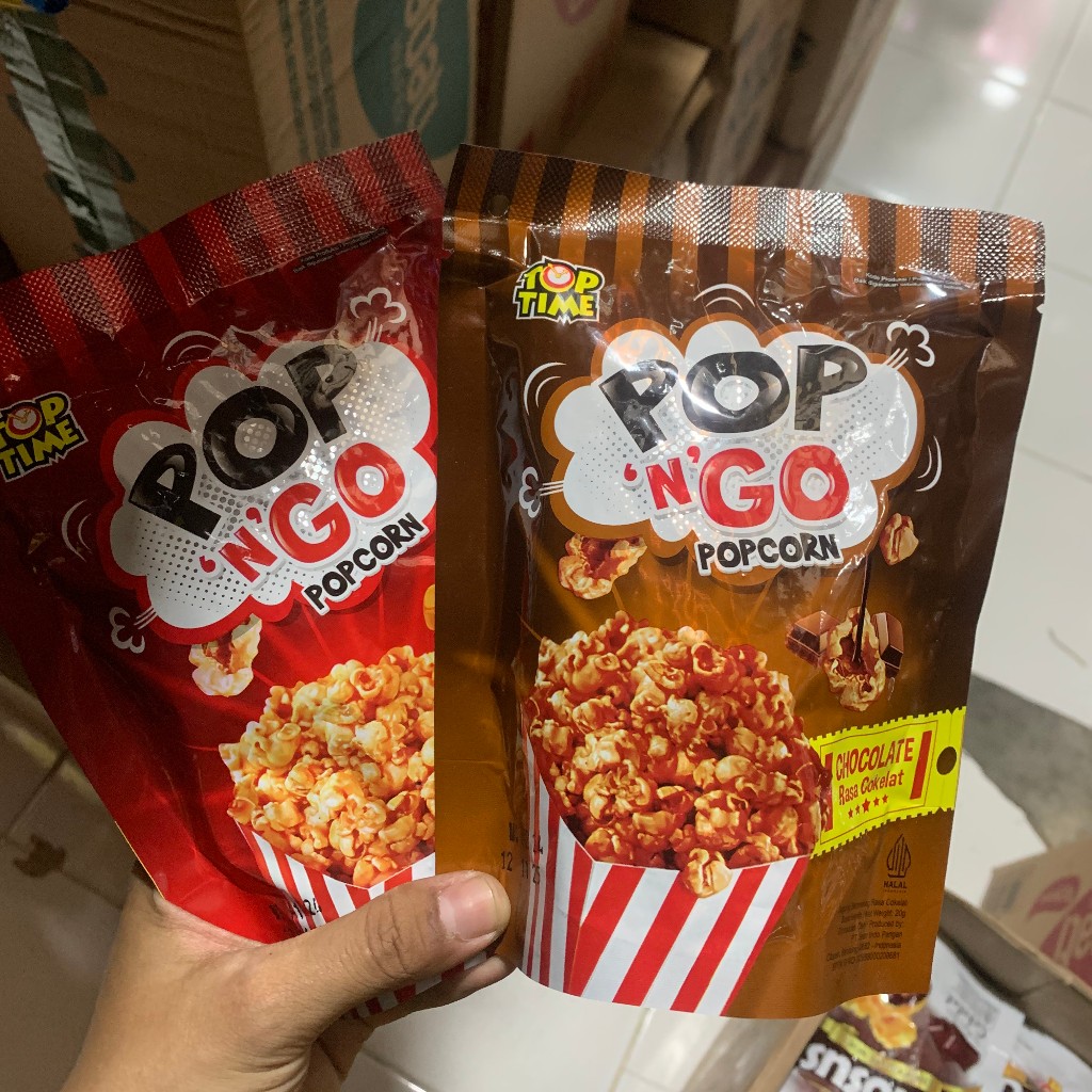Jual Top Time Pop'n'Go Corn Popcorn Chocolate Rasa cokelat dan karamel ...