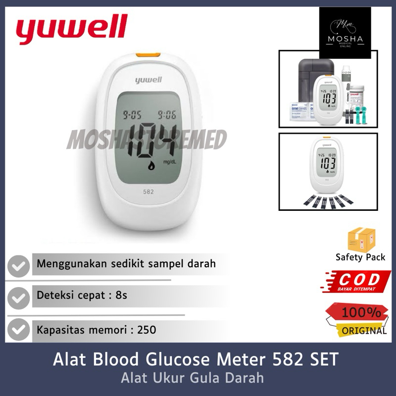 Jual YUWELL-Blood Glucose Meter 582 SET Alat Cek Gula Darah | Shopee Indonesia