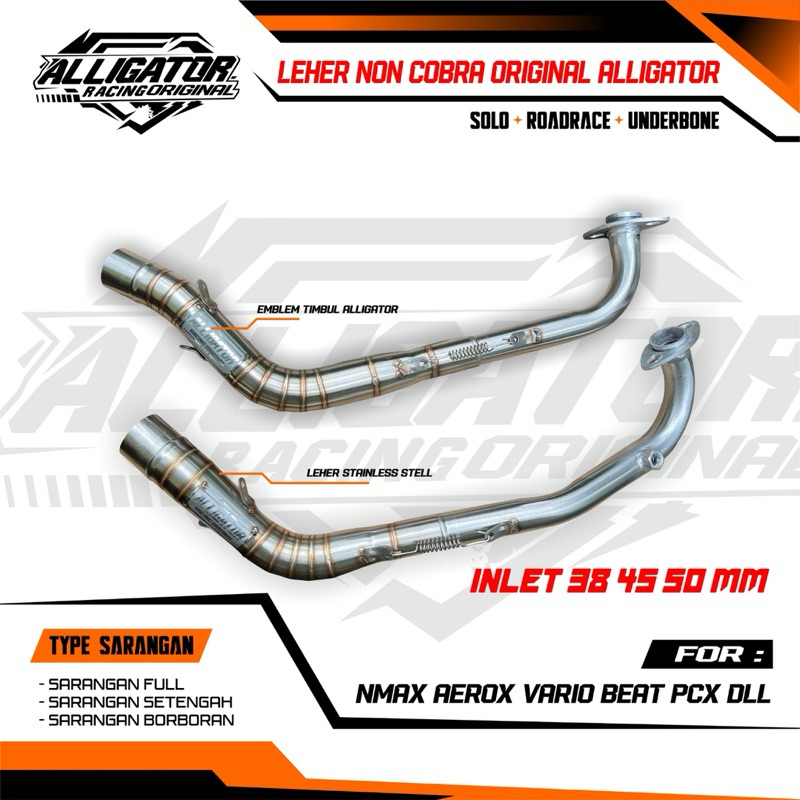 Jual pipa leher/header/leheran non cobra original alligator inlet 38 45 ...