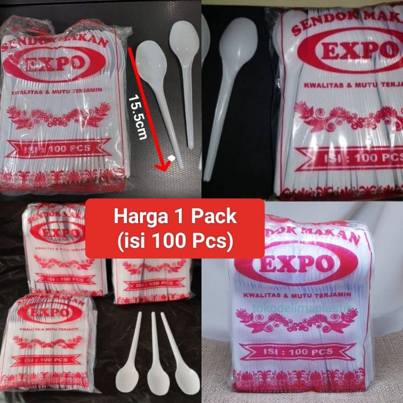 Jual sendok makan plastik putih susu harga untuk 1 Pack (isi 100 Pcs ...