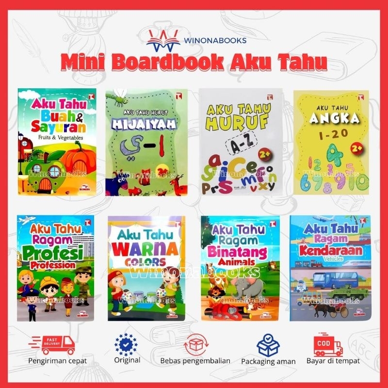 Jual Buku Boardbook - Aku tahu buah dan sayuran, warna, huruf hijaiyah, ragam binatang ...