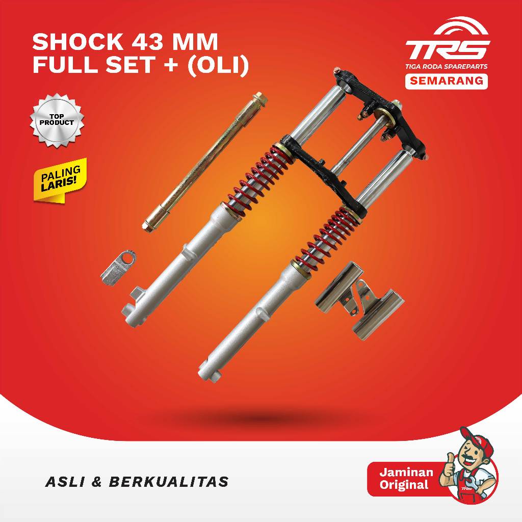 Jual TRS Shock Full Set Shock Fullset 43mm Shockbreaker Motor Roda Tiga ...
