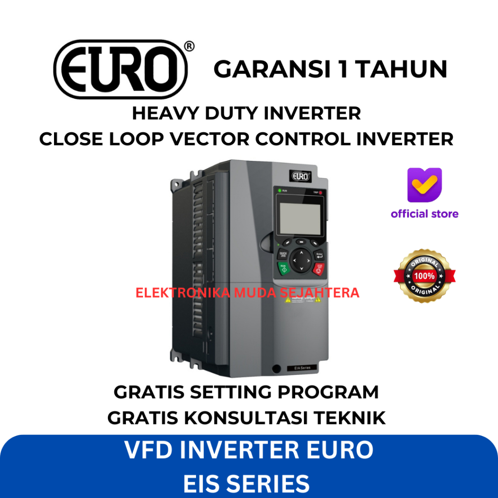 Jual Euro Inverter EIA-3450G 45kW / 60HP 380V 3 PHASE VFD Inverter EURO Close Loop Vector ...