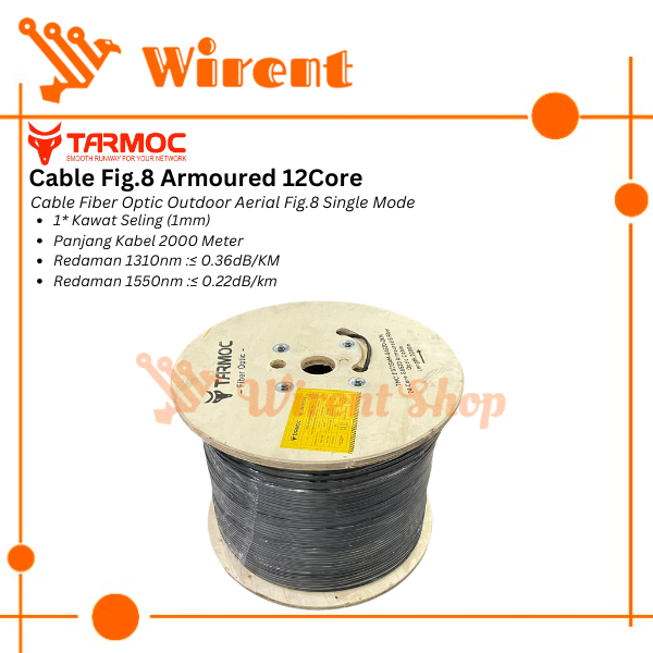 Jual Tarmoc Fiber Optic Cable Fig 8 Armoured 12 Core 2000m | Kabel ...