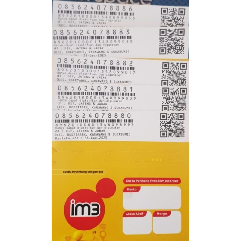 Jual perdana indosat im3 ooredoo no cantik triple bonus kuota 2Gb | Shopee Indonesia