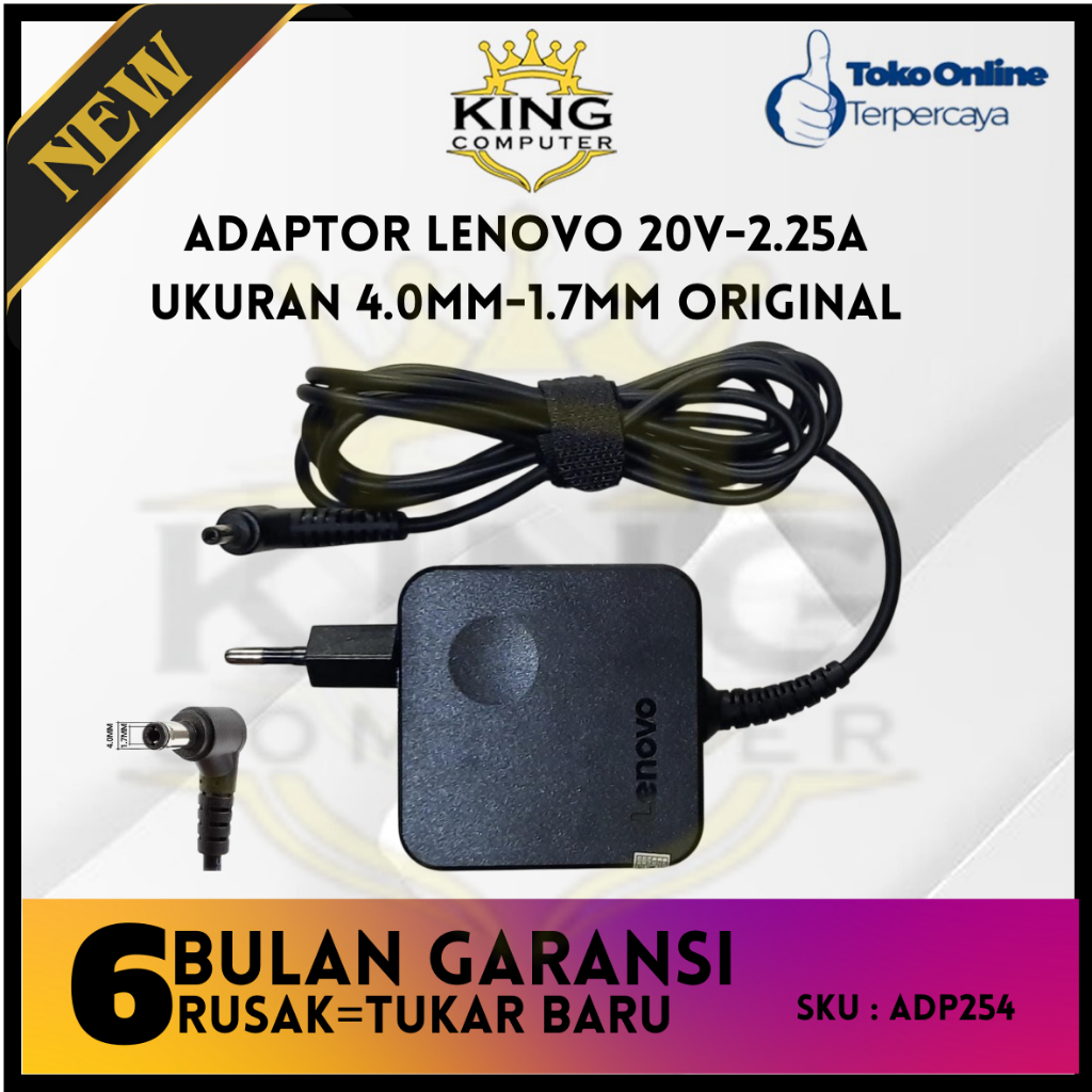 Jual ADAPTOR CHARGER LENOVO 20V-2.25A Colokan 4.0MM-1.7MM COLOKAN KECIL ...