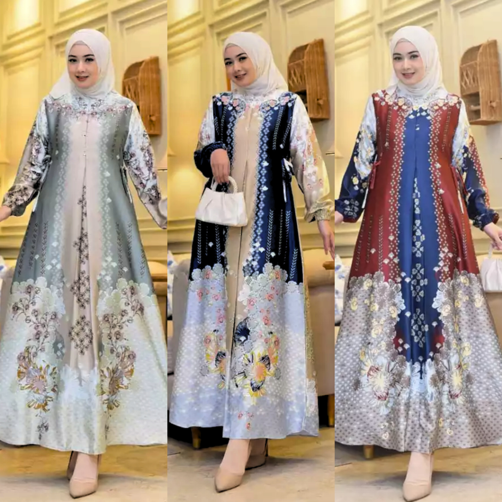 Jual Gamis Medinna Silk | Dress Wanita Busui | Dress Batik Mewah ...