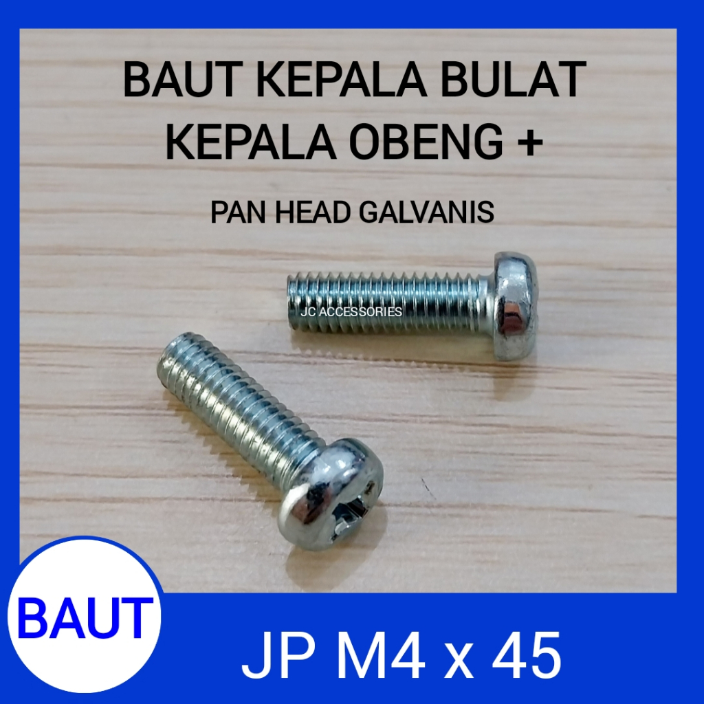 Jual JP M4X45 BAUT KEPALA OBENG + 4X45 BAUT KEPALA BULAT BAUT JP 4X45 BAUT JP M4 X 45 PAN HEAD ...