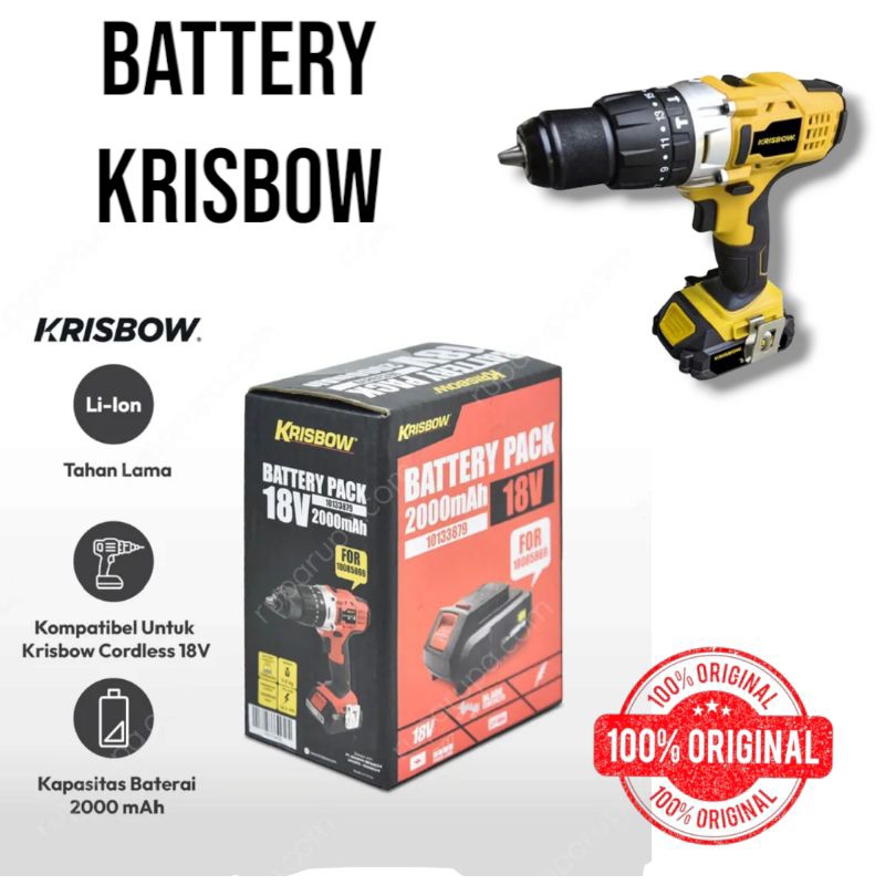 Jual Battery Krisbow 18V 2Ah / Batre krisbow 18v 2.0Ah / Batre krisbow ...