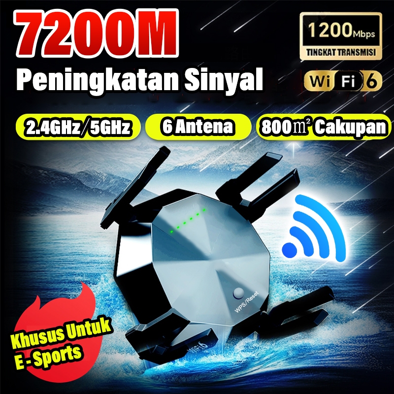 Jual 【6 Antena Super Kuat】 Wifi Extender Wifi Repeater wifi 1200Mbps Access Point Wireless ...