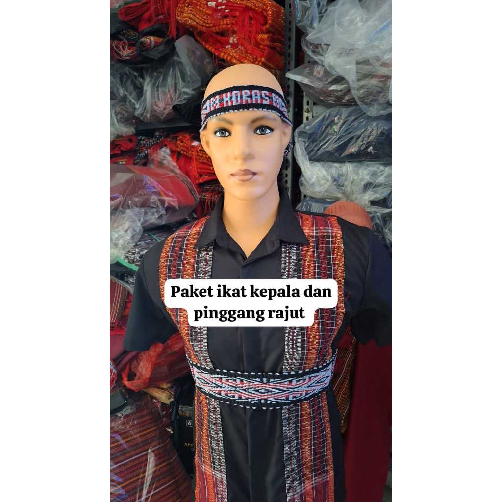 Jual set sortali rajut horas / ikat kepala dan pinggang rajut horas ...
