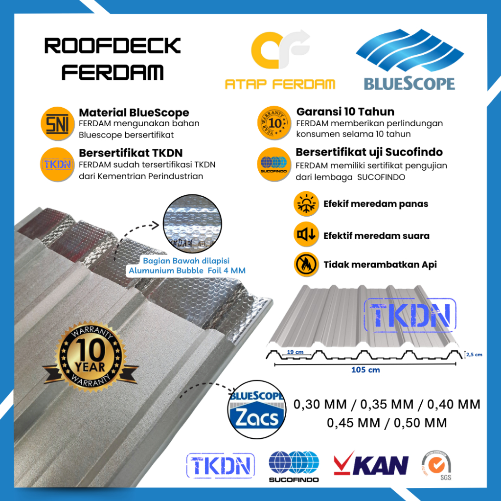 Jual Spandek Trimdek BlueScope Ferdam 0,45 MM Bersertifikat TKDN ...