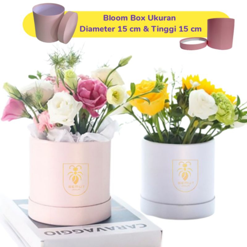 Jual Bloom Box Flower Bulat Round / Kotak Bunga kotak kado / D 15 T 15 / Warna Orient pink ...