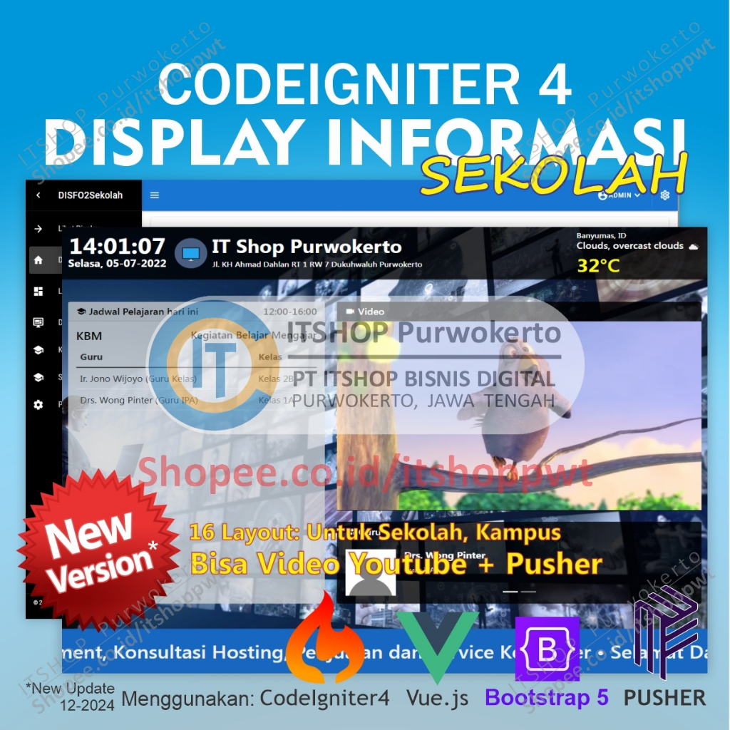 Jual Source Code Aplikasi Web Display Informasi Disfo Sekolah 7960