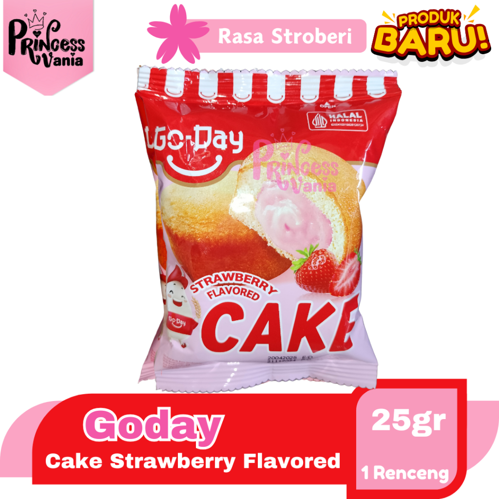 Jual 1 RENCENG GODAY CAKE STRAWBERRY FLAVORED 25GR KUE BOLU CEMILAN ...