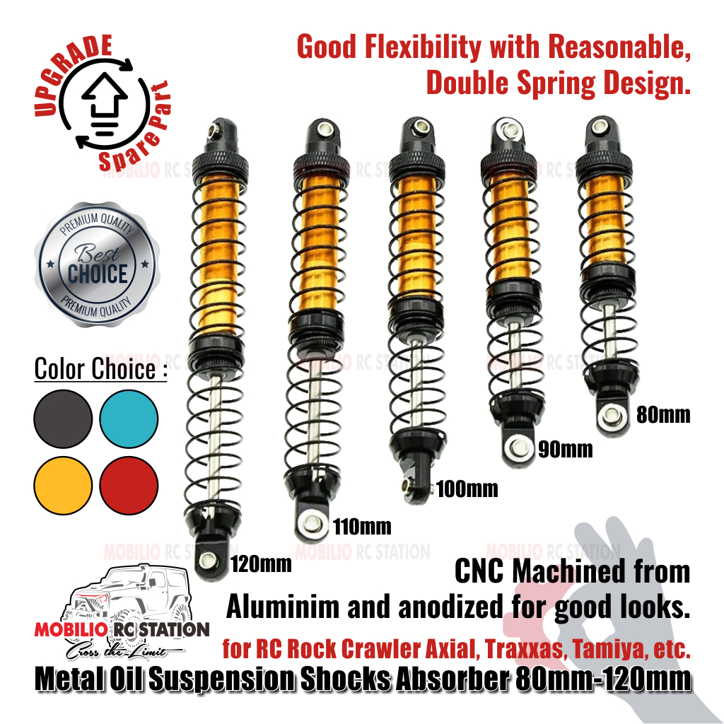 Jual Metal Oil Suspension Shocks Absorber 90mm-120mm for RC Rock Crawler | Shopee Indonesia