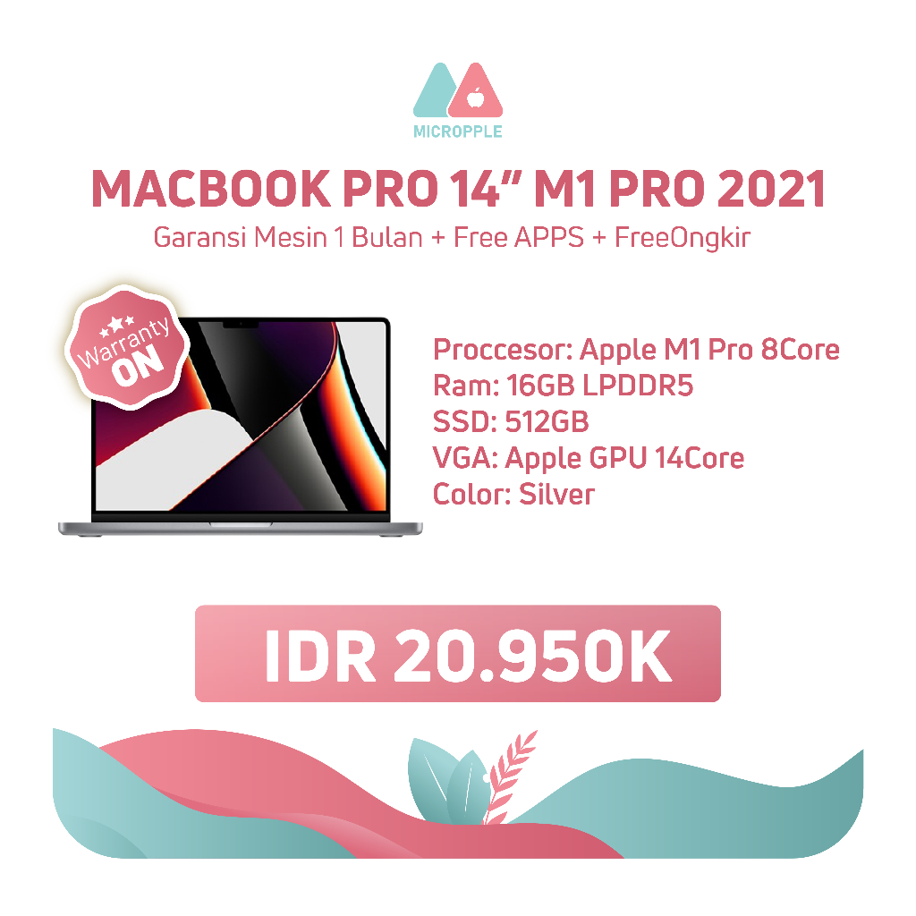 Jual MacBook Pro 14" M1 Pro 2021 16gb 512gb MKGR3 MKGP3 Fullset Murah Meriah | Shopee Indonesia